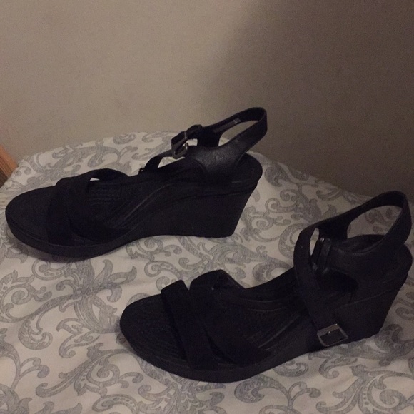 CROCS | Shoes | Black Wedge Crocs Size 6 | Poshmark